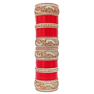 Way2like Red Bridal Dulhan Punjabi Choora Diamond Designer Chuda Stone Fashion Chura Set