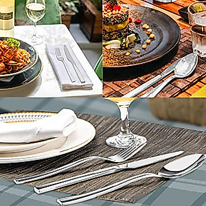 Silverware Set for 8, Briout 40 Piece Flatware Cutlery Set Stainless Steel Luxury Square Tableware Thick Knife Fork Spoon for Home Kitchen Restaurant Wedding, Mirror Polished, Dishwasher safe