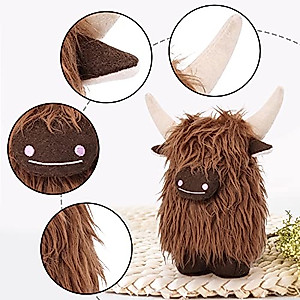 Upltowtme Brown Highland Cow Gnome Scottish Tomte Decor Farmhouse Nordic Dwarf Home Decoration Calf Gnome Herd Collection Travel Birthday Gift for Her Set of 1