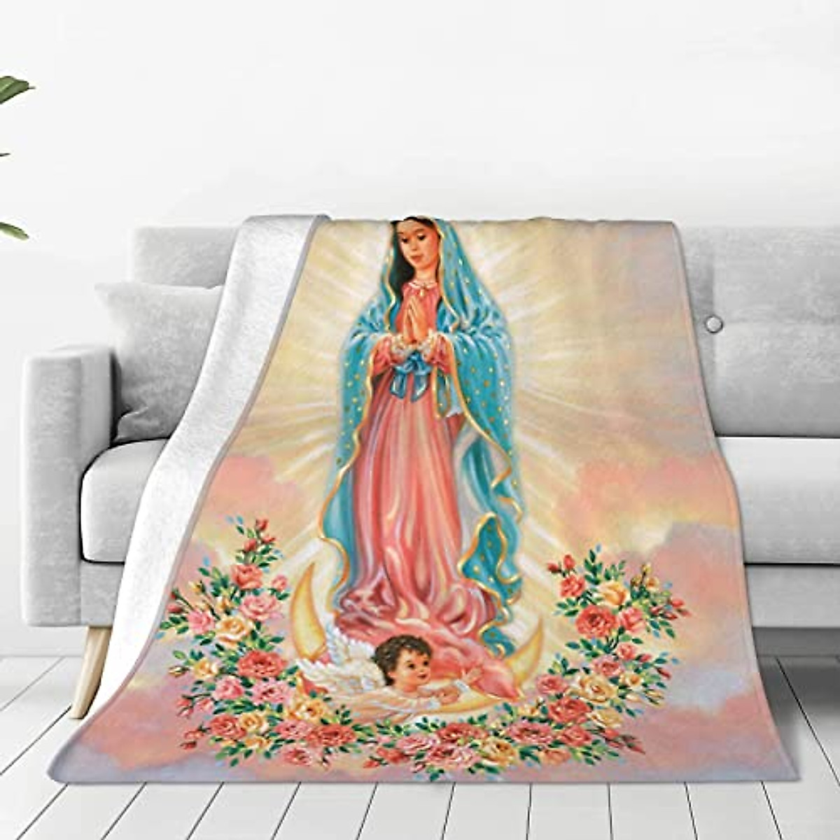 Virgin Mary Blanket Soft Warm Lightweight Cozy Plush Throw Blanket 50x40