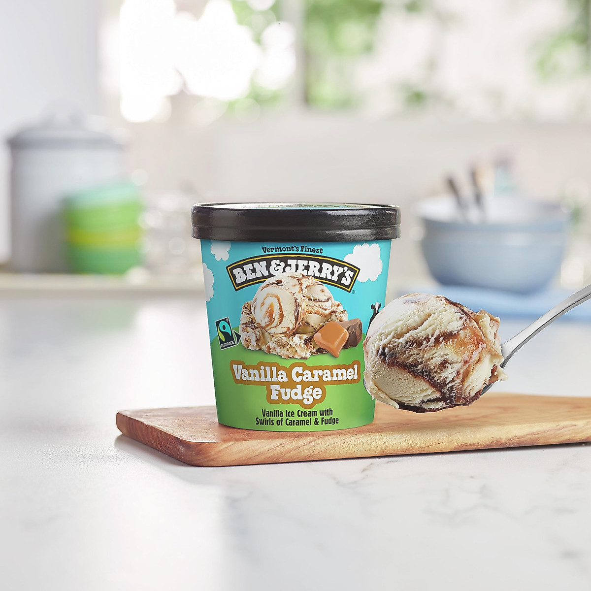 Ben & Jerry's Vanilla Caramel Fudge Ice Cream Pint Non-GMO 16 oz