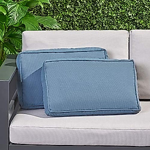 Christopher Knight Home Yvonne Rectanglular Water Resistant 12"x20" Lumbar Pillows (Set of 2), Blue