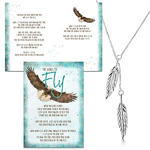 Smiling Wisdom - The Wings to Fly Encouraging Greeting Card & Silver Wings Necklace Gift Set - Daughter From Mom Dad - Graduation Birthday, Leaving Home - .925 Silver