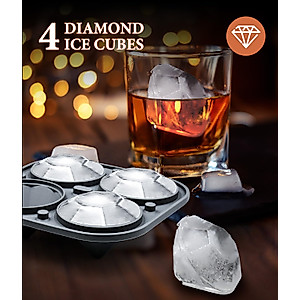 Silicone Large Ice Cube Molds (Set Of 3), 6 Ice Ball Maker Mold, 6 Square Ice Cube Mold，4 Diamond, Reusable Whiskey Ice Mold, Ice Molds for Cocktails, Bpa Free, Freezer Ice Cube Tray (Grey)