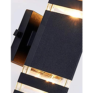 Outdoor Wall Light with Dusk to Dawn Sensor Photocell Waterproof Aluminum Housing with Acrylic, Up and Down Porch Light Modern Exterior Light Fixture for Front Porch, Patio, Garage, Black