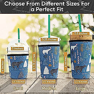 BAXENDALE AND CO Iced Coffee Sleeve for Cold Drink Cups 3 Pack Neoprene Iced Coffee Sleeve Cup Sleeves for Cold Drinks Reusable Compatible with Starbucks Dunkin