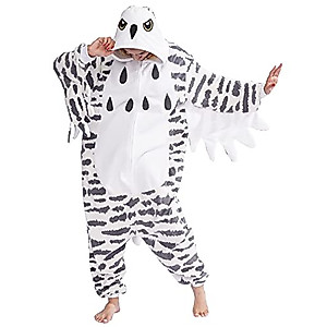 LZBXBXDA Unisex Adult Snowy owl Onesie One Piece Pajamas Animal Christmas Costume Homewear Sleepwear for Women men