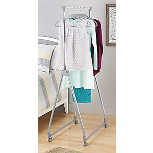 Whitmor Foldable Garment Rack - Rolling Clothes Hanger - Adjustable Height