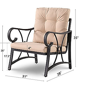 OUllUO Outdoor Patio Bistro Chair, Aluminum Lounge Chair,Conversation Chair for Living Room, Comfy All Weather Single Patio Chair for Fire Pit,Garden, Backyard, Balcony, Beach, Pool – 928BR