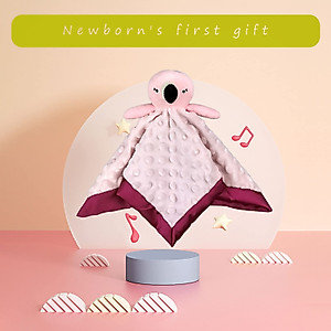 Doindute Baby Pink Flamingo Soft Stuffed Animal Security Blanket, Plush Flamingo Character Lovey Blanket, Baby Shower/Nursery Gift, Newborn Infant Toddler Snuggle Blankie for Boys Girls, 13 Inches