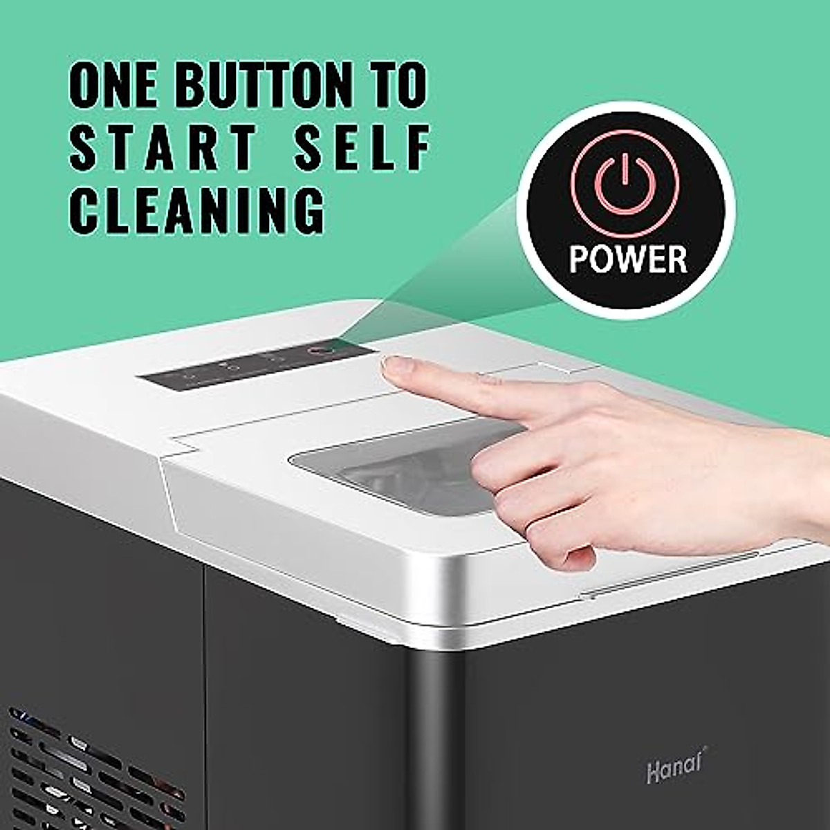 Ice Maker Countertop 9 Pcs Bullet ice in 8 Mins, 33LBS in 24Hrs, WANAI Portable Ice Machine with Auto Self-Cleaning, Ice Scoop & Basket, Two Size for Home/Office/Kitchen/Bar