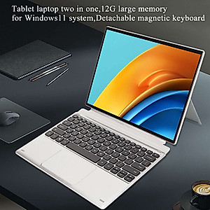 12.3 Inch Laptop, 2 in 1 IPS HD Touch Screen Laptop for Windows11, 12GB Memory 512GB SSD, with Magnetic Keyboard, Multiple Ports, Tablet Laptop for Home, Office