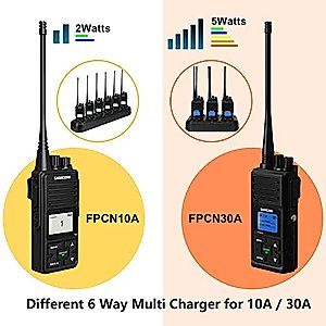 SAMCOM FPCN10A Walkie Talkies Rechargeable 3000mAh Hands Free 2 Way Radios Two-Way Radio(6 Pack) with 6 Way Multi Gang Charger