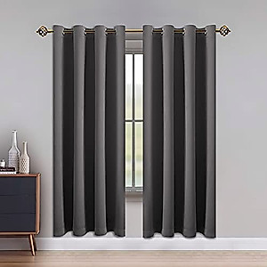 LUSHLEAF Blackout Curtains for Bedroom, Solid Thermal Insulated with Grommet Noise Reduction Window Drapes, Room Darkening Curtains for Living Room, 2 Panels, 52 x 84 inch Grey