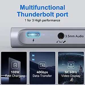 USB C Adapter for MacBook Pro/Air M1 M2 2023 2022 2021 13" 15" 16",USB C Hub 6 in 2 MacBook Pro Accessories with 10Gbps 3*USB 3.1,USB C Data Transfer,3.5mm Audio and 100W Thunderbolt 3 PD Port