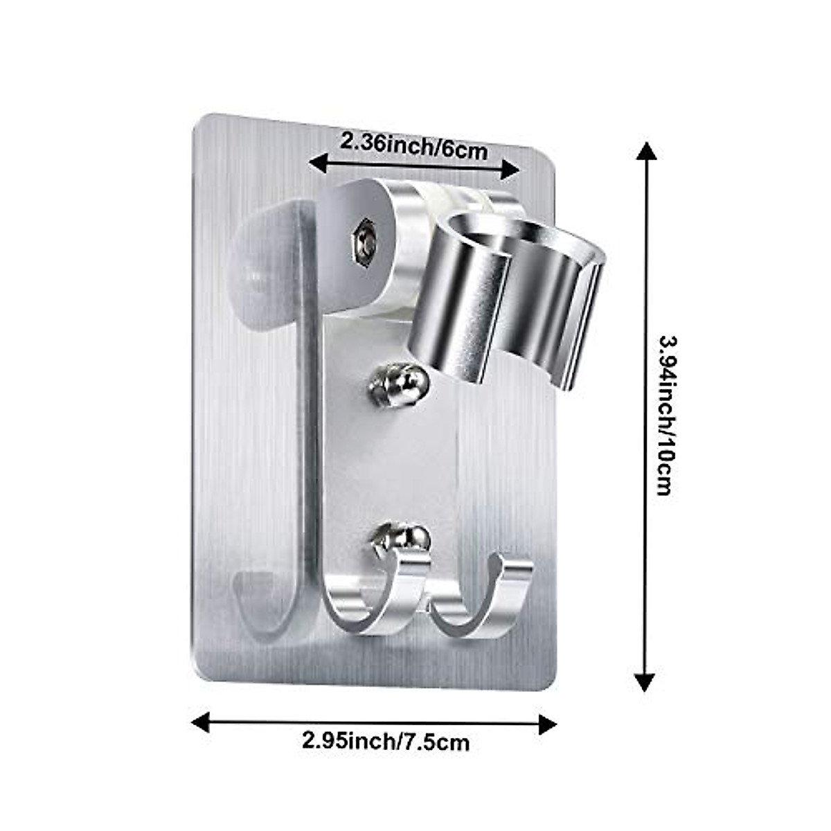 Shower Head Holder Strong Adhesive Shower Head Wall Mounting Bracket Adjustable Shower Wand Holder with 2 Hanger Hooks No Drill Need (2)