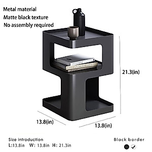 BUZUEY Side Table,Modern end Table,Black Metal nightstand,Bedside Tables,Accent Table with Storage for Living Room Bedroom entryway Couch,no Assembly Required,Unique Furniture.