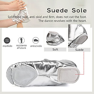 HIPPOSEUS Women's Jazz Shoes Silver Split Sole Dance Boots Ankle Dance Shoes for Men, US 7.5