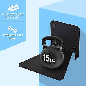RealPlus Floating Bookshelf Iron Invisible Floating Book Shelves Wall Mounted Heavy Duty Book Organizer, Black (Pack of 8)