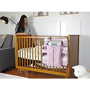 Llama Bella Premium Nursery Organizer and Baby Diaper Caddy | Hanging Diaper Organizer for Baby Essentials | Diaper Organizer for Crib, Changing Table or Playard | Baby Crib Storage Organizer (Pink)