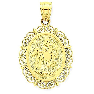 14K Yellow Gold Sagittarius Zodiac Necklace Archer Horoscope Pendant November December Birthday Charm Astrology Jewelry (Archer) Only
