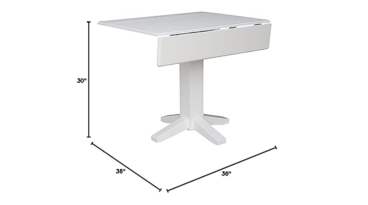 Dual Drop Leaf White Dining Table - International Concepts