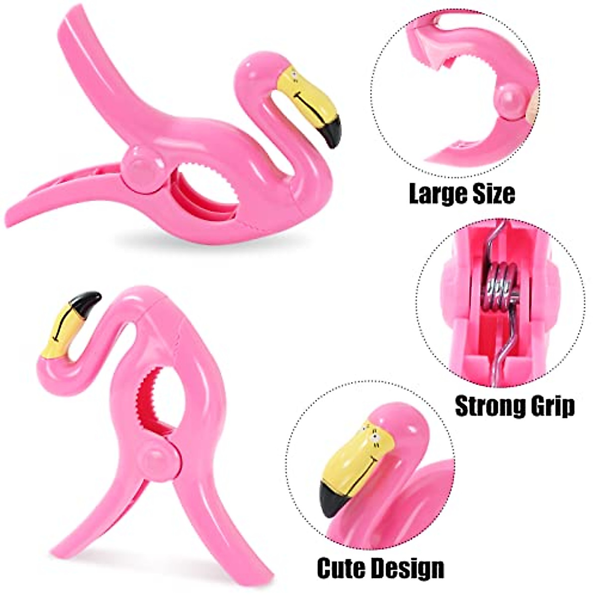 Whaline 6Pcs Beach Towel Clips Flamingo Parrot Watermelon Shaped Clothes Pins Cute Portable Towel Holders Plastic Towel Pin for Sun Lounger Patio Pool Beach Chairs Blanket Sun Beds, 3 Designs