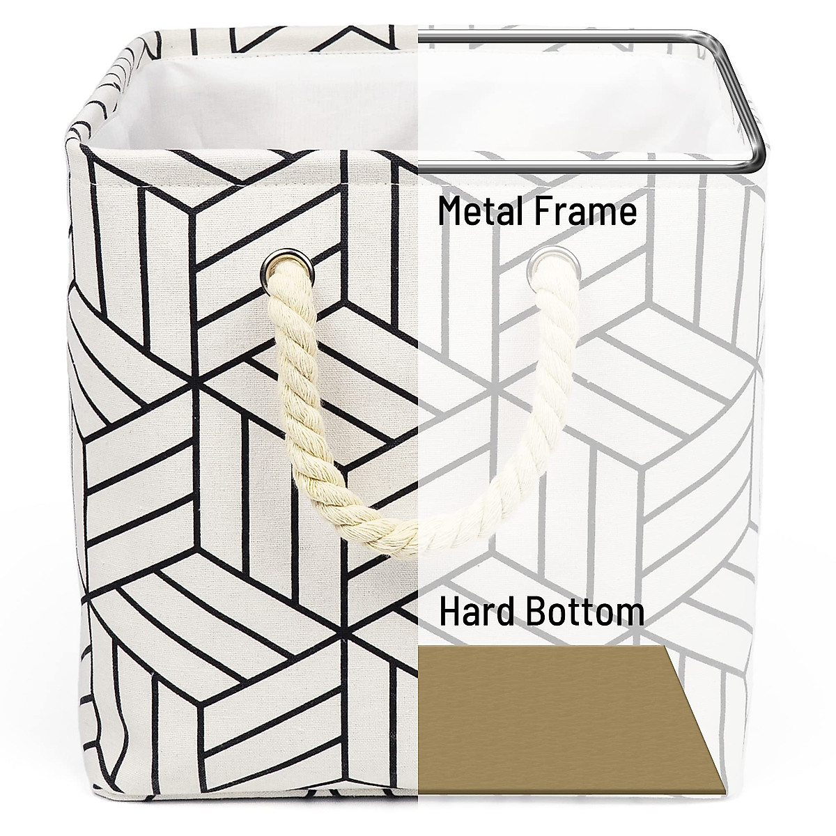 HZZTY BRNY Cube Storage Basket Fabric Storage Bins [3 Pack] Foldable Square Canvas Bin Collapsible Linen Cubby Organizer with Handles for Shelf Closet Clothes Nursery Toy 11” x 11” x 11” White