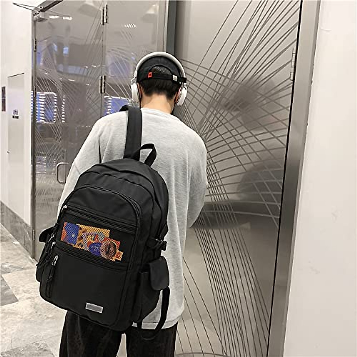 JARKJARD Kawaii Backpack Cute Aesthetic Backpack for School College Student Travel Bookbag for Girls Large Capacity Casual Daypack(Black)