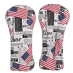 Golf Builder 3pcs/Set USA Stars and Stripes Newspaper Print Golf Club Driver Fairway Wood Head Covers 1 3 5 Wood Covers