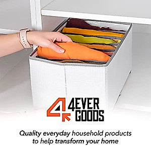 4EVERGOODS Wardrobe Clothes Organizer, Closet Organizer, Dresser Organizer - Lightweight Sweaters, Shirts, T-Shirts, Leggings, Skirts, 7 Grids - PVC Gray - 1 Piece Set