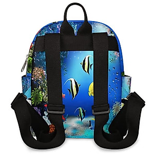 Mini Backpack for Women Backpack Purse Tropical Fish Coral Cute Small Travel Backpack Casual Bookbag Shoulder Bag for Girls Teens School Backpacks Lightweight Ladies Backpack Daypack