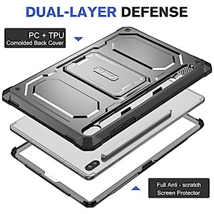 Fintie Shockproof Case for Samsung Galaxy Tab S6 10.5" 2019 (Model SM-T860/T865/T867), Tuatara Rugged Unibody Hybrid Full Protective Bumper Kickstand Cover with Built-in Screen Protector, Black