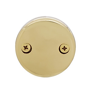 Westbrass 594244-01 14" White Tubular Bath Waste & Overflow Assembly with Twist & Close Drain Plug and 2-Hole Faceplate, Polished Brass