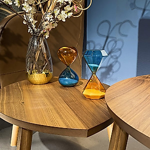 Hourglass Sand Timer Hour Glasses with Sand 30 Minutes & 15 Minute Hourglass Blue Timer Sand Clock Set of 2, Orange Hour Glasses Decorative Sand Watch for Yoga,Study Timer,Game,Desk,Office,Kitchen