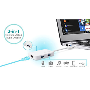 Edimax USB-C USB Hub with 3X USB 3.0 Ports and Gigabit Ethernet LAN Adapter, USB to RJ45 1000Mbps Network LAN Converter, Plug and Play, Windows, MacBook Pro/Air, iPad Pro and More, EU-4308