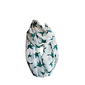 Etwoa Teal Blue Birds Pattern Infinity Scarf Circle Scarf Loop Scarf