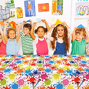 gisgfim 3 Pcs Art Paint Tablecloth Party Supplies Art Theme Birthday Party Decorations Creative Artist Painting Party Table Covers for Kids 105 x 54 inch
