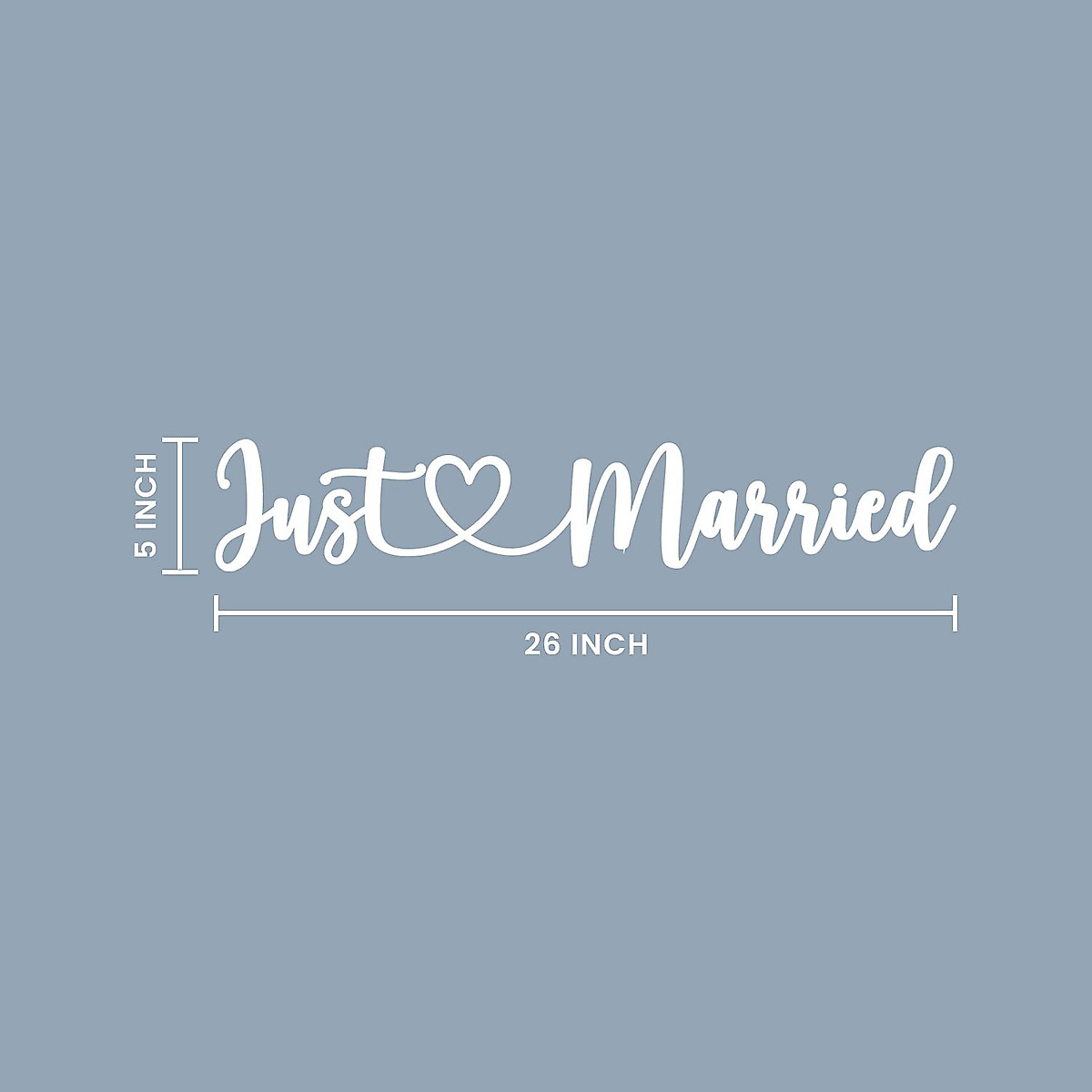 Vinyl Decal 26X5 Just Married Car Decorations, Removable, Elegant Just Married Decorations Add Sparkle to Any Event, Bridal Shower, Church Wedding Reception, Honeymoon Getaway