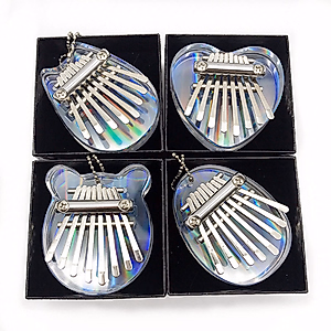 Ganasome Rainbow Clear Kalimba Thumb Piano 8 Key Solid Finger Piano Transparent Body Cute Crystal Acrylic Kalimba With Hard Case Gifts for Kids Adult Beginners with 8 keys, Oval Shape