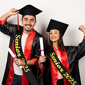 Generic 12 Pcs Black Senior 2025 Sash with Gold Glitter Letters - Senior Sashes Class of 2025, Celebration Graduation sash, Senior Cheer Sash, Class Competition Sashes, Graduation Party Supplies