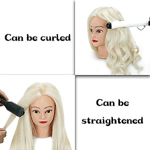 Armmu 26"-28" Long Hair Mannequin Head with 60% Real Hair, Hairdresser Practice Training Head Cosmetology Manikin Doll Head with 9 Tools and Clamp - #613, Makeup On