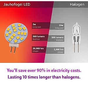 G4 LED Bulb Warm White 3000K 2W - 20 Watt Halogen JC Bulb Replacement G4 Bi Pin Bulb - LED Appliance Bulb Range Hood 20W 12V G4 Base T3 - 12 Volt ac/dc Under Cabinet Puck Light Bulbs - 6 Pack