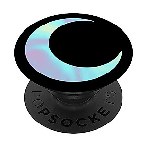 Rainbow Crescent Moon Black PopSockets Swappable PopGrip