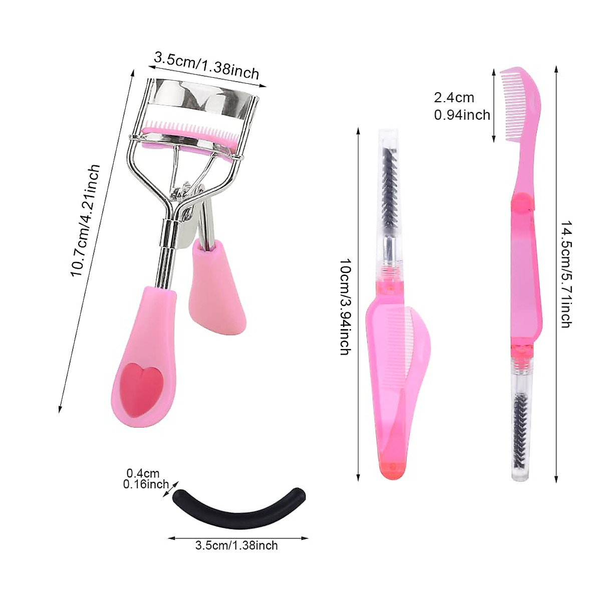 14 Pcs Eyelash Curler Set, 3 in 1 Eyelash Curler with Built in Comb, Include Eyelash Curler, Eyelash Comb Eyebrow Brush and Refill Pads, Eyelash Applicator Tool for Women (Size:14 Pcs/Set)