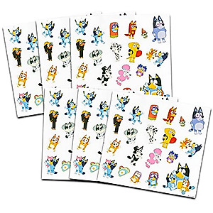 Bluey Party Favors Bundle - 240 Bluey Stickers Featuring Bluey, Bingo, Bandit, and More Plus Temporary Tattoos, Door Hanger | Bluey Party Supplies