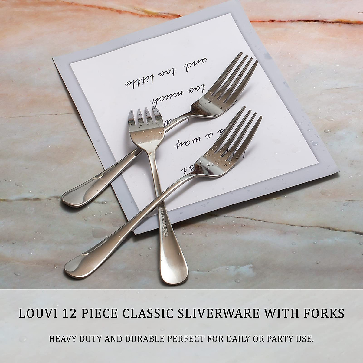 LOUVI 12-Pack Dessert Forks Set, Top Food Grade Stainless Steel Silverware Forks,Mirror Finish & Dishwasher Safe,Use for Home,Kitchen or Restaurant (Silver 6.7 Inches)