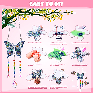 Crafts for Kids Ages 8-12, Birthday Gifts Presents for 6 7 8 9 10 11 Year Old Girls Diamond Painting Kits for Girl Toys Age 5-11 Teen Adults Wind Chimes Crystal Window Suncatcher for Home Garden Decor