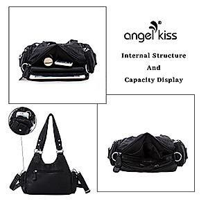 Angel Kiss Small Hobo Bags for Women Multi Pockets Purses Long Strap Handbags Adjustable Shoulder Bags for Everdayuse