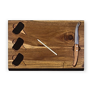 TOSCANA - A Picnic Time brand Delio Cheese Board and Knife Set, Charcuterie Board Set, Acacia Wood Cutting Board with Cheese Knife and Markers, (Acacia Wood)